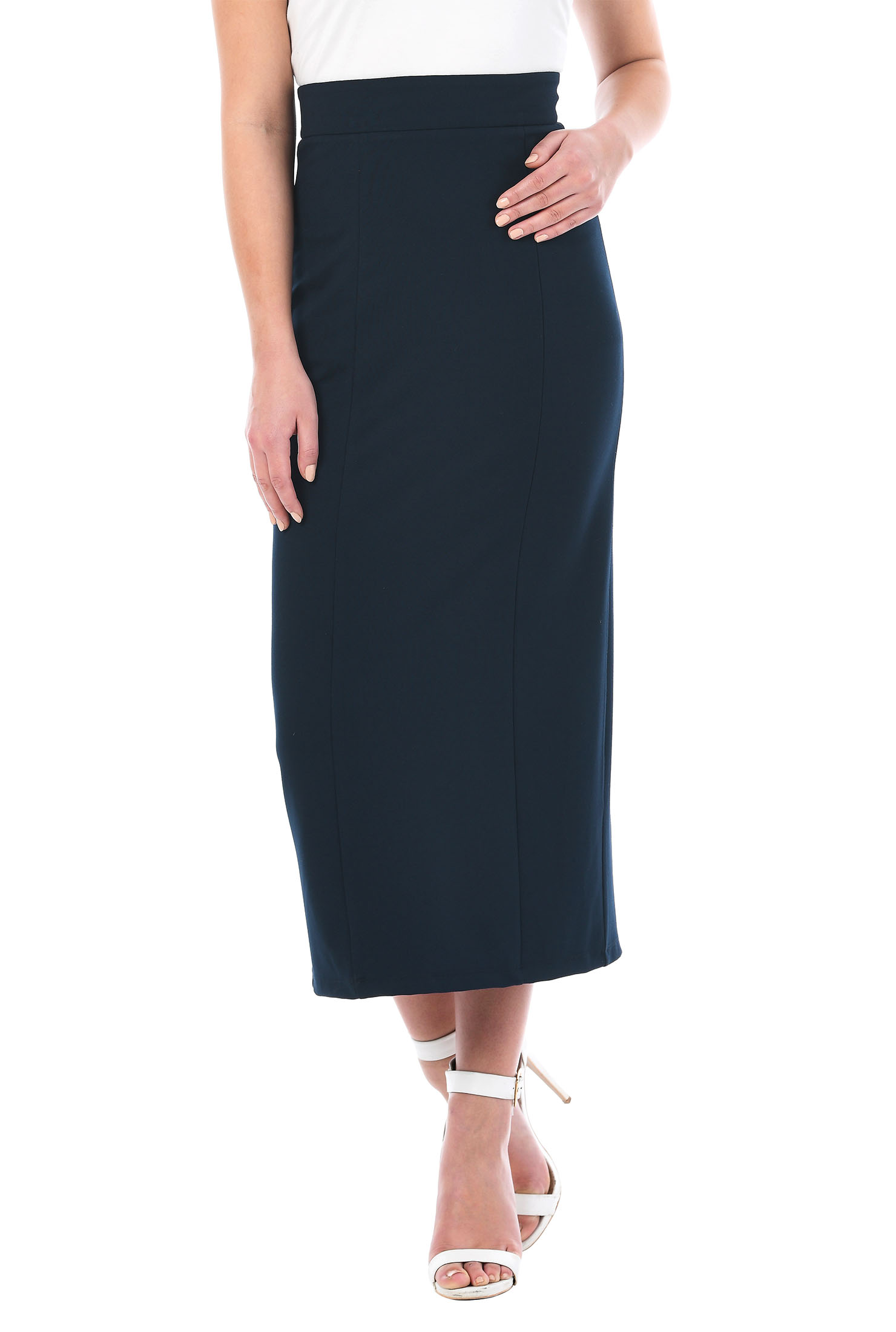 Shop Ponte knit midi pencil skirt | eShakti