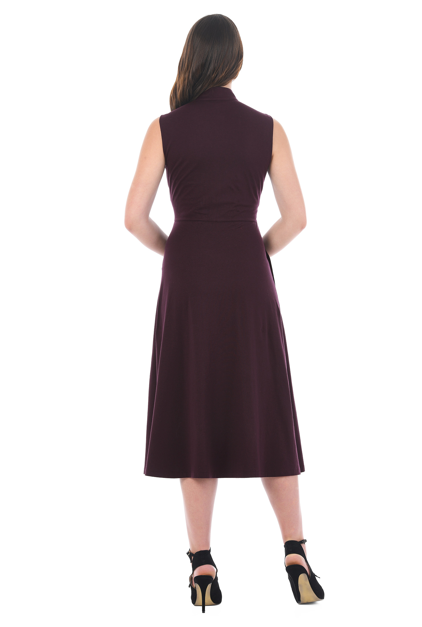 Shop Side button cotton knit A-line dress | eShakti
