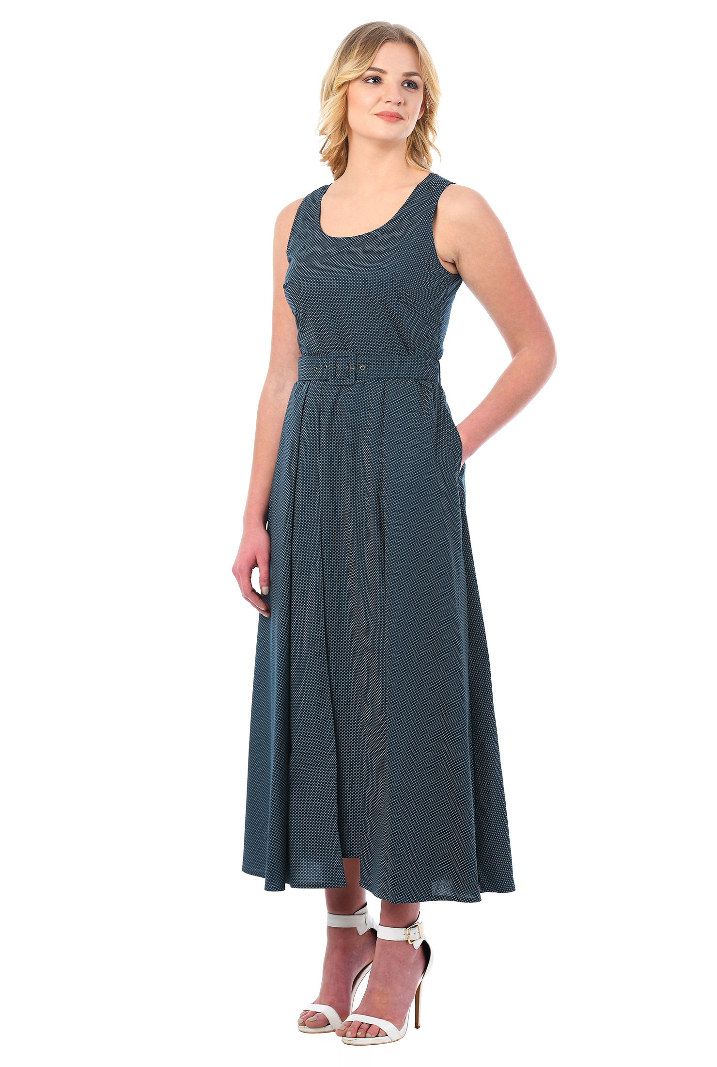 Shop Dot print cotton inset front dress | eShakti