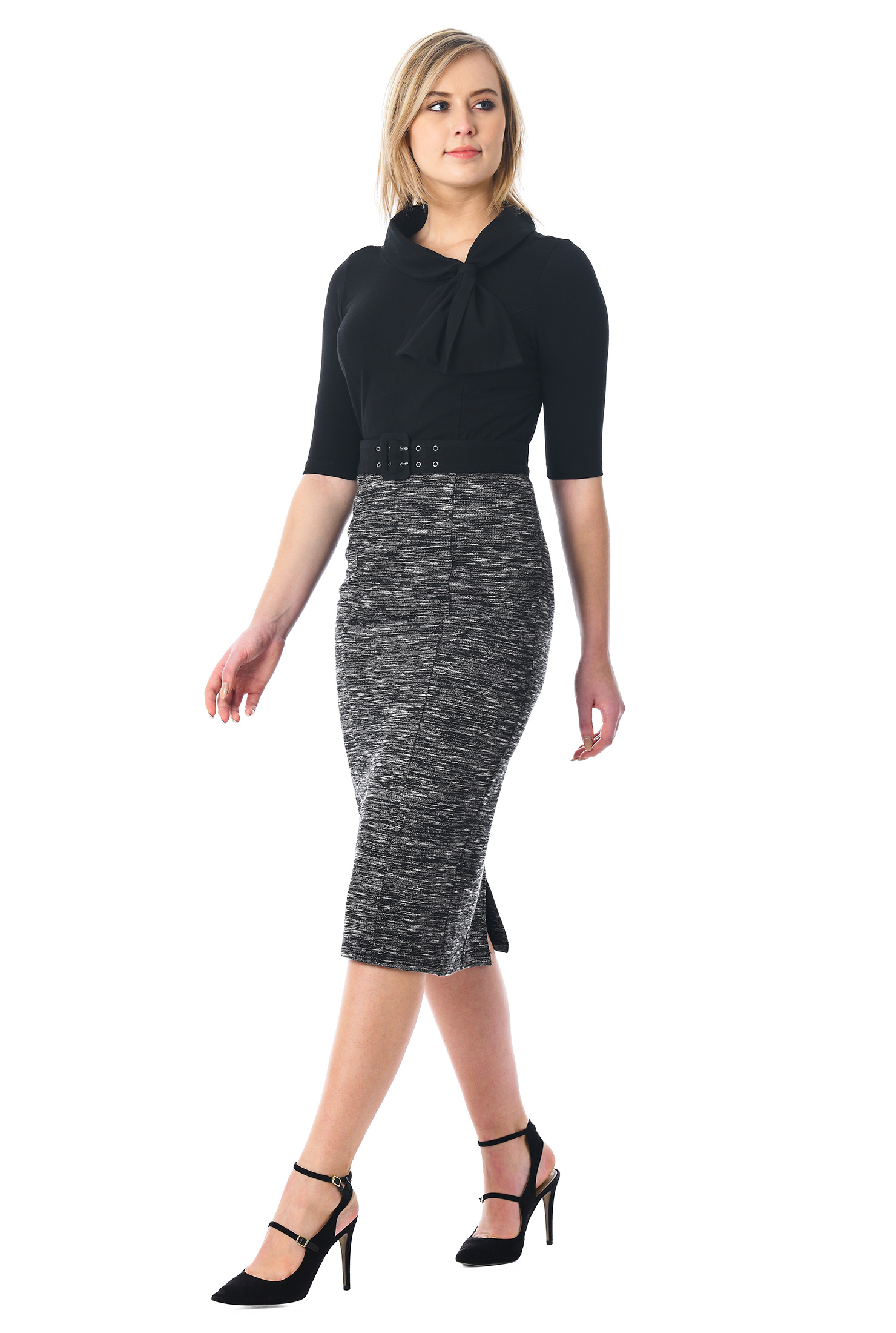 Shop Side ties space dyed knit sheath dress | eShakti
