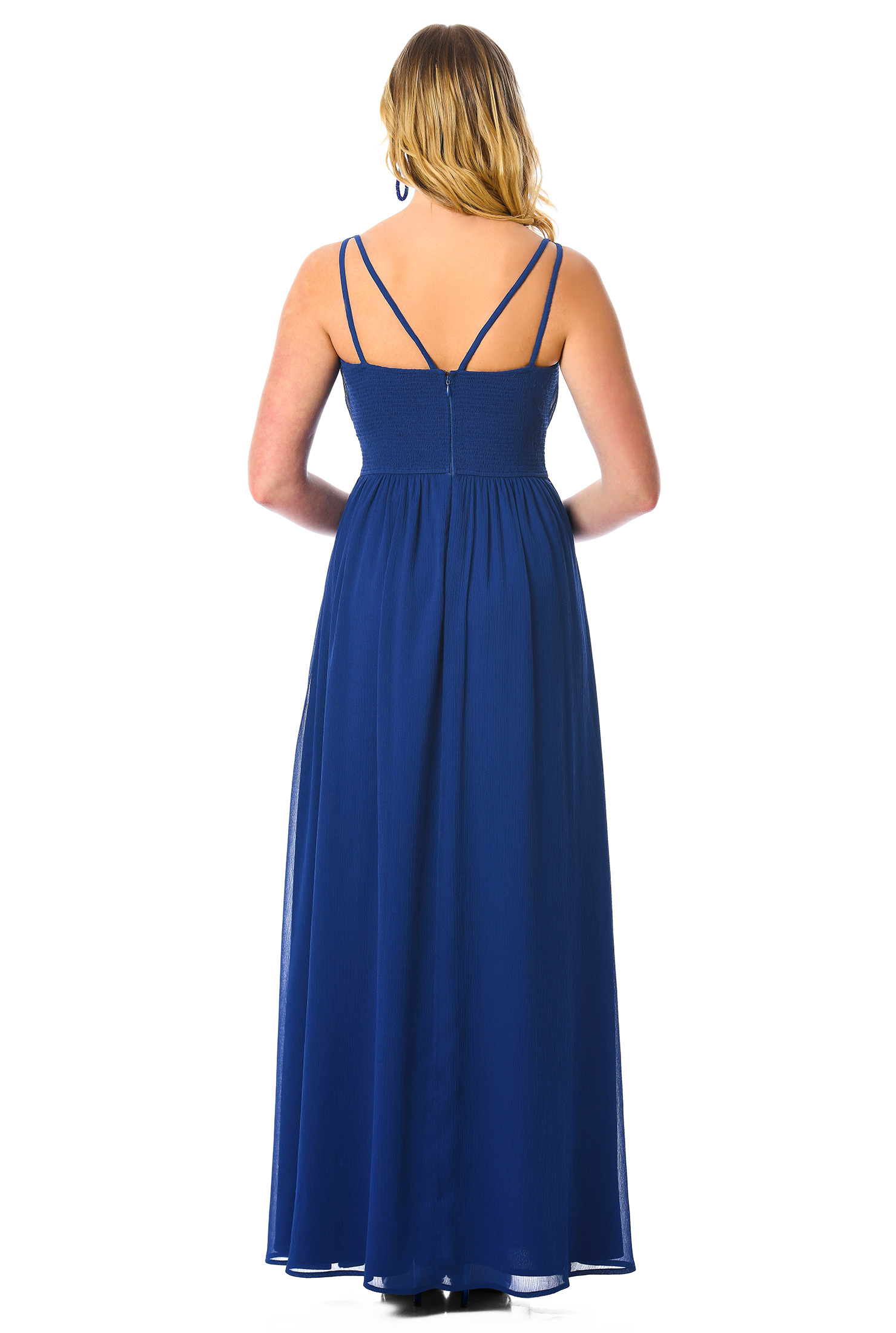 Shop Ruched pleat chiffon maxi dress | eShakti