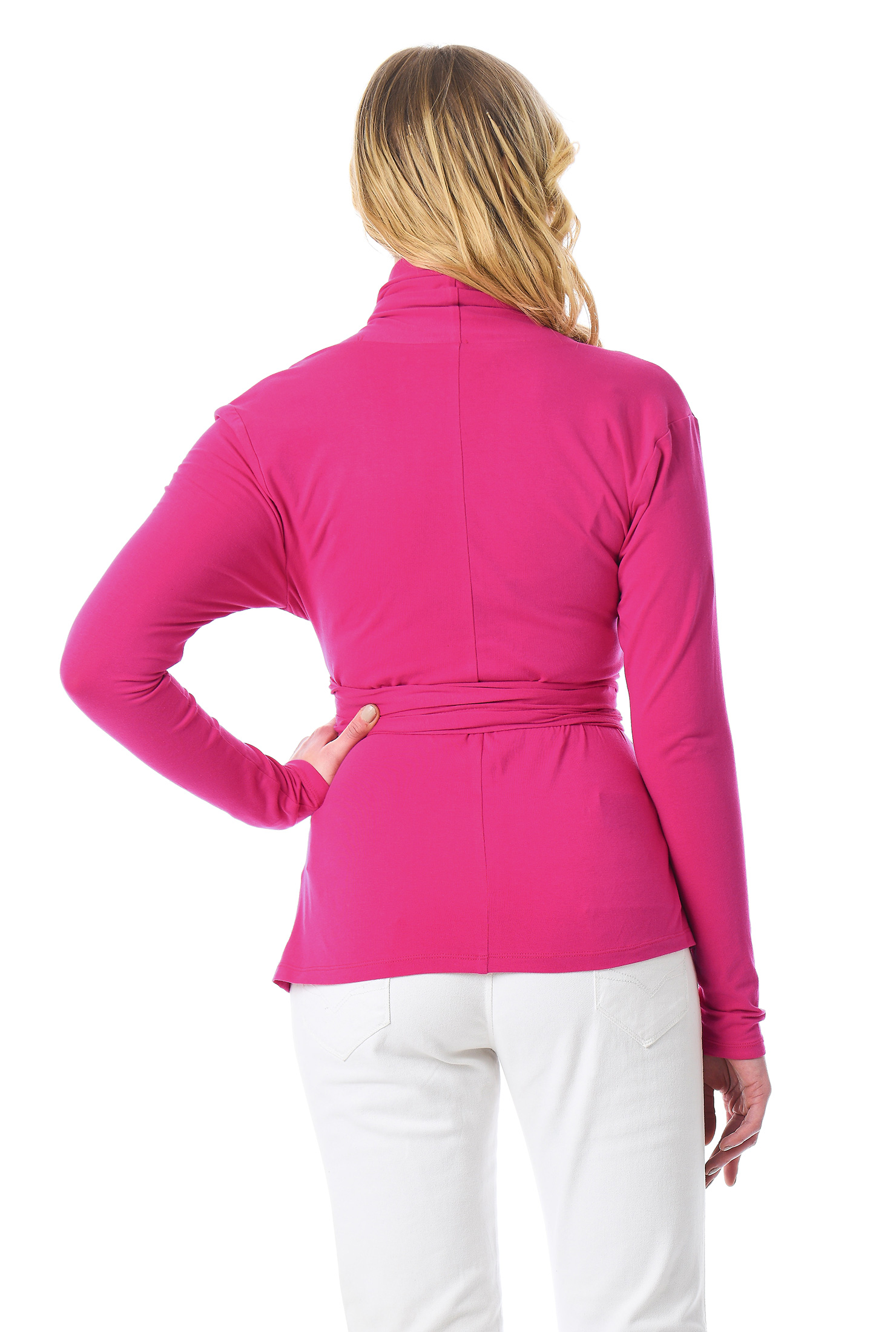 Shop Obi belt cotton knit wrap tunic | eShakti