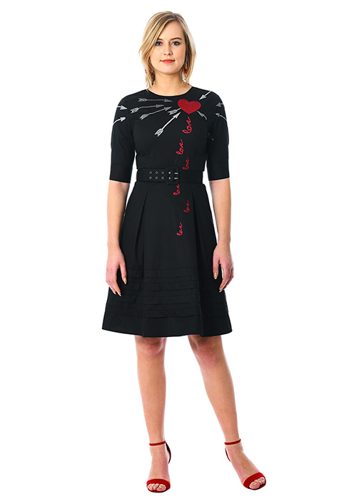 Shop Cupids arrow embellished poplin dress | eShakti