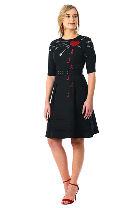 Shop Cupids arrow embellished poplin dress | eShakti
