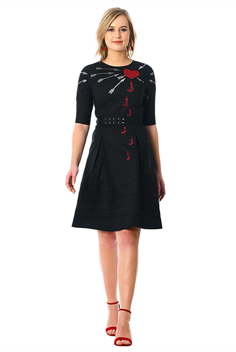 Shop Cupids arrow embellished poplin dress | eShakti