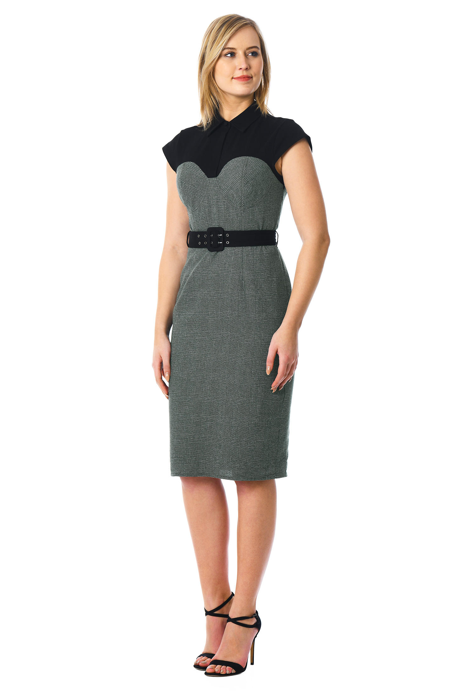 Shop Corset style houndstooth sheath dress | eShakti