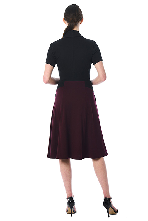 Shop Tie-neck colorblock cotton knit dress | eShakti
