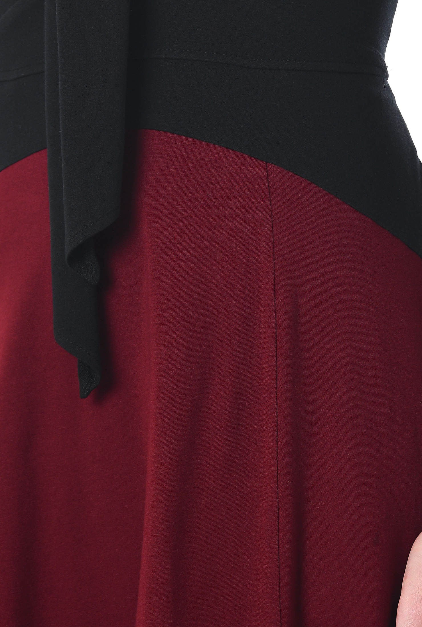 Shop Tie-neck colorblock cotton knit dress | eShakti