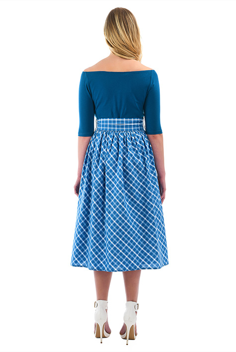 Shop Cotton knit and cotton check dress | eShakti