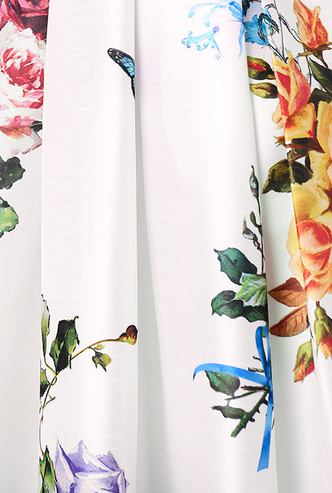 Shop Plunge rose print dupioni dress | eShakti