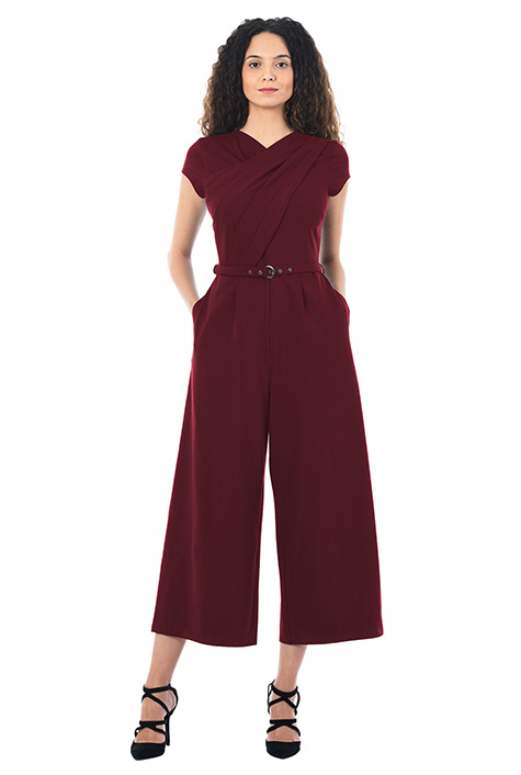 Shop Pleat front cotton jersey knit jumpsuit | eShakti