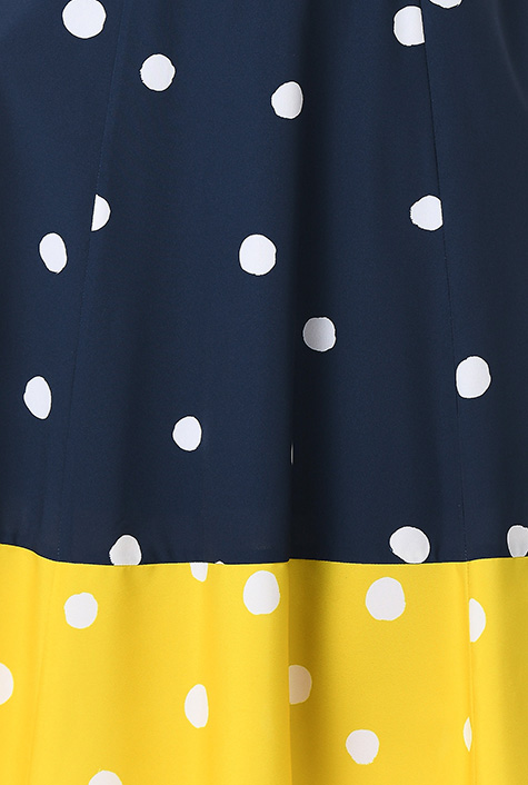 Shop Polka dot print crepe colorblock dress | eShakti