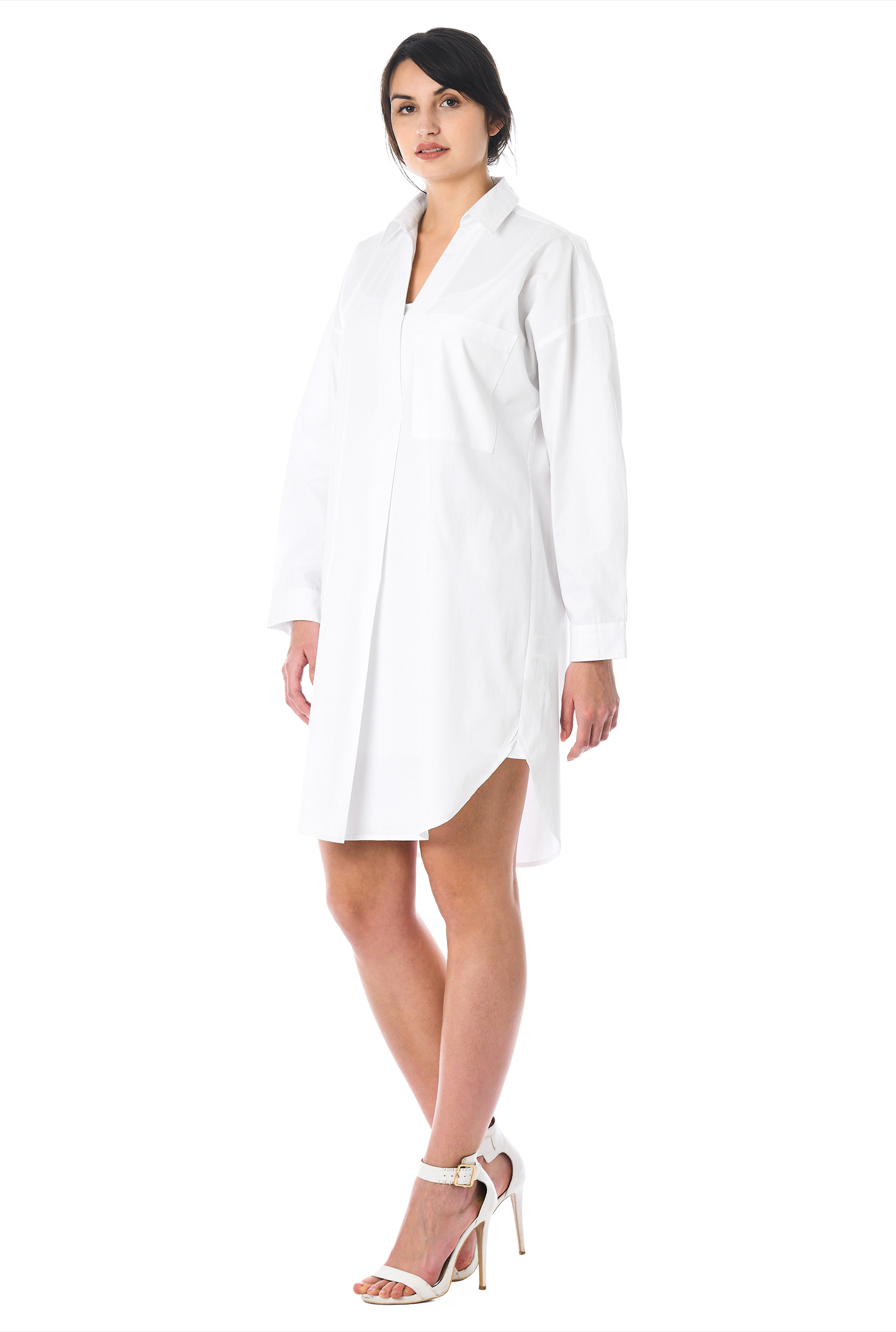 Shop Cotton poplin relaxed shirtdress | eShakti