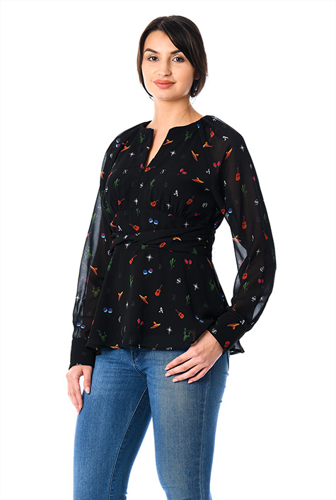 Shop Twist front cinco de mayo print georgette top | eShakti