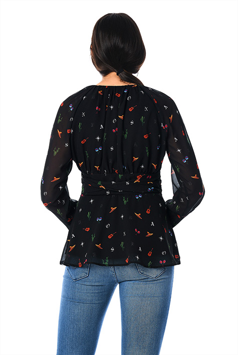 Shop Twist front cinco de mayo print georgette top | eShakti