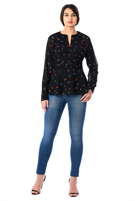 Shop Twist front cinco de mayo print georgette top | eShakti