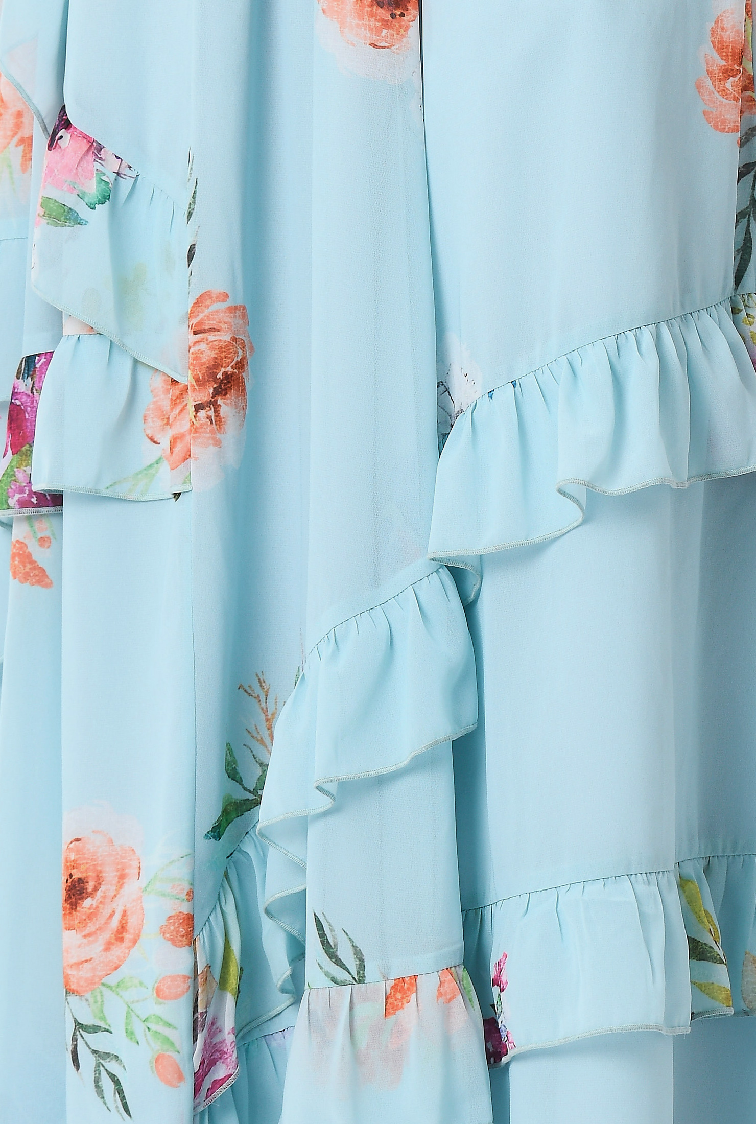 Shop Ruffle floral print georgette smocked waist dress | eShakti