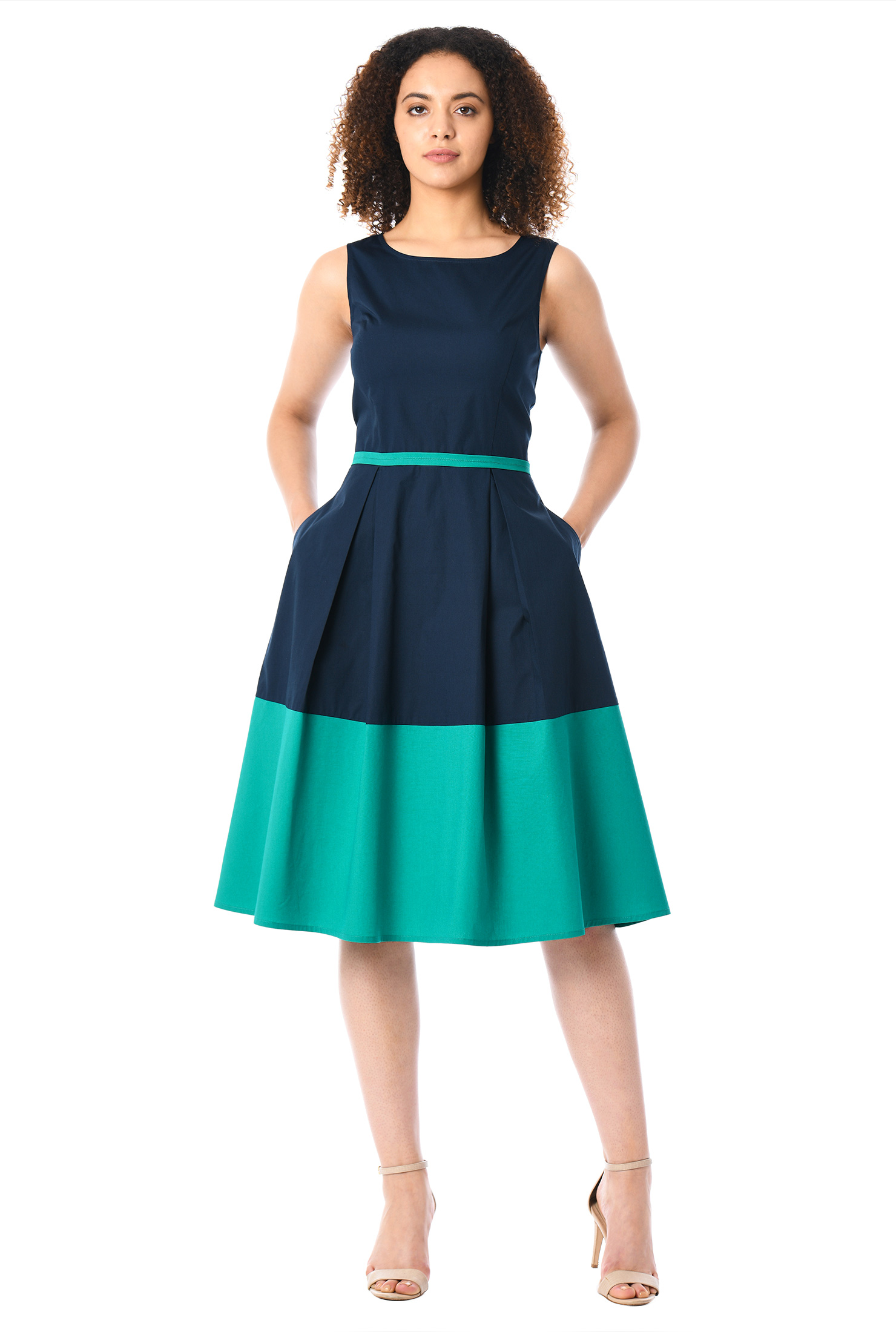 Shop Retro style colorblock dress | eShakti