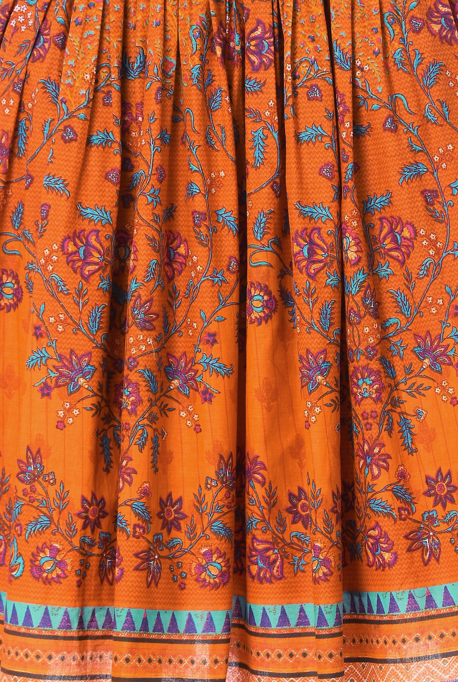 Shop Floral vine print cotton smocked waist dress | eShakti