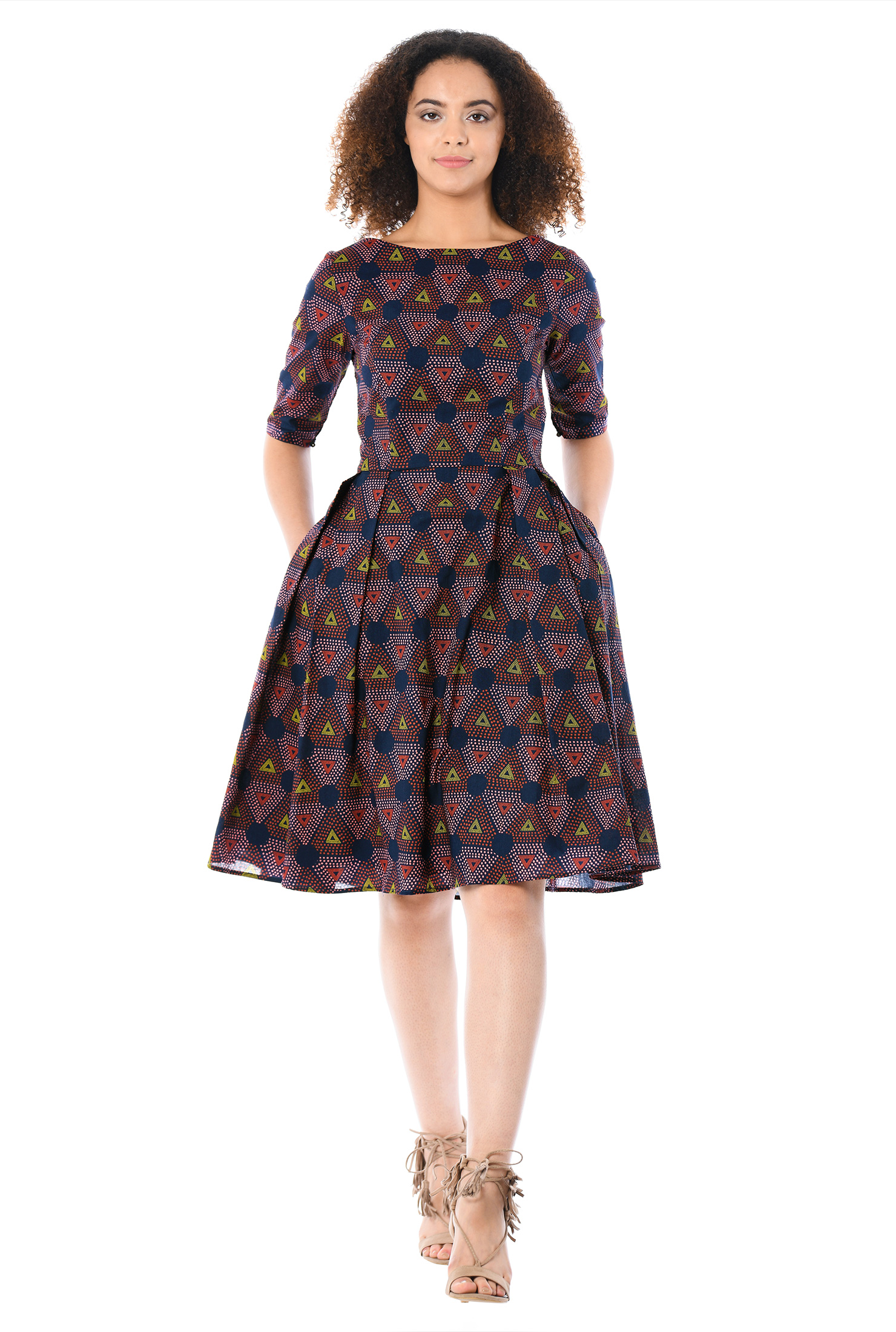 Shop Graphic dot print cotton dress | eShakti