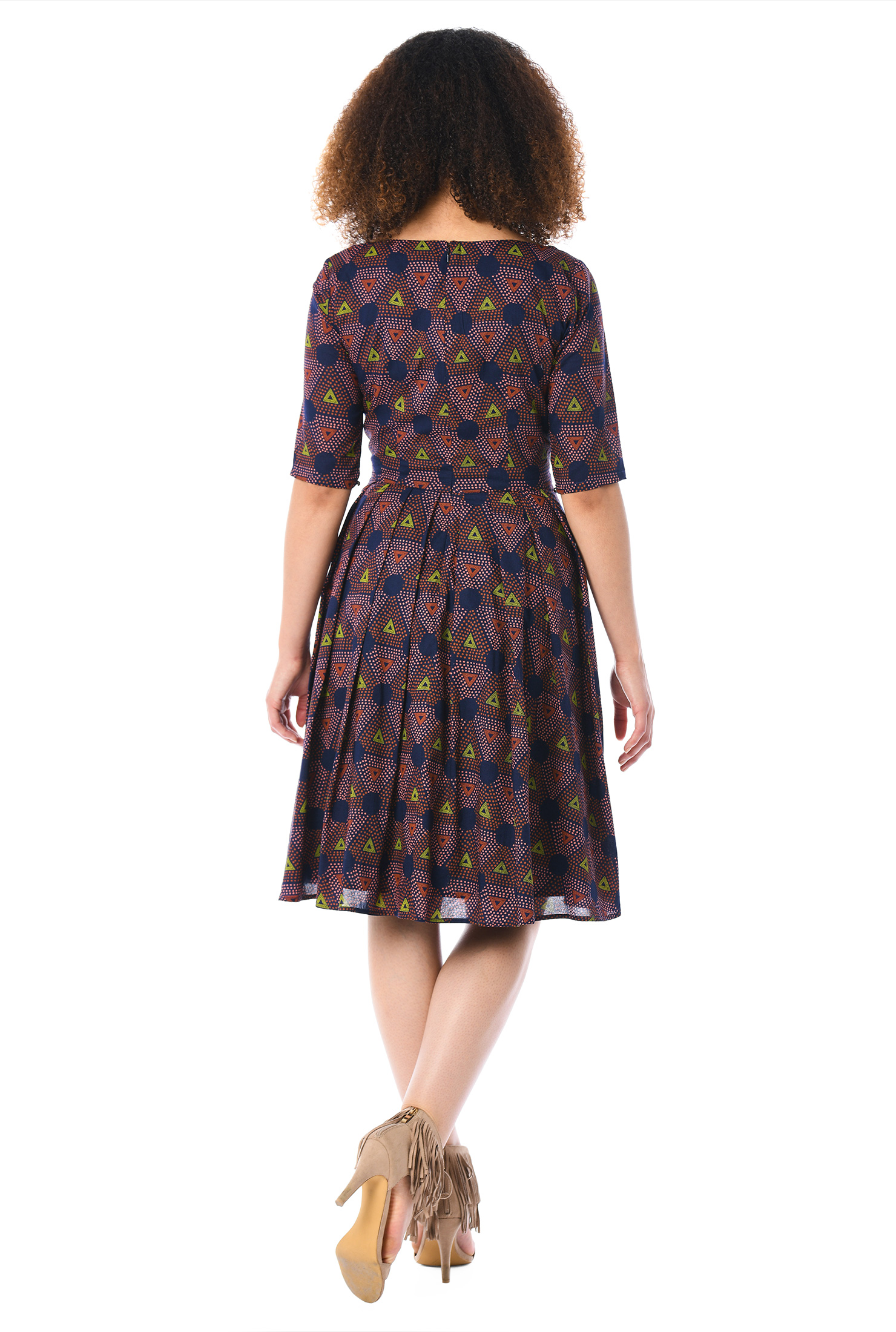 Shop Graphic dot print cotton dress | eShakti