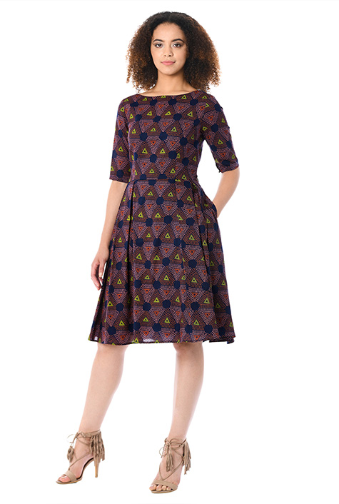 Shop Graphic dot print cotton dress | eShakti