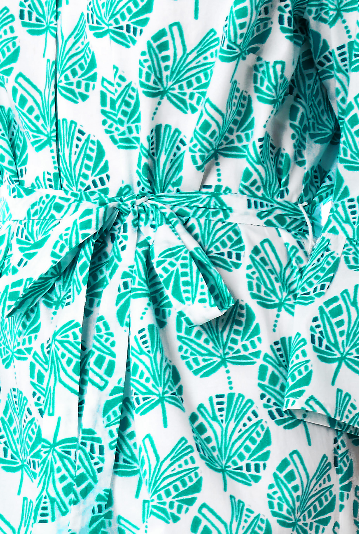 Shop Graphic leaf print split neck cotton shift dress | eShakti