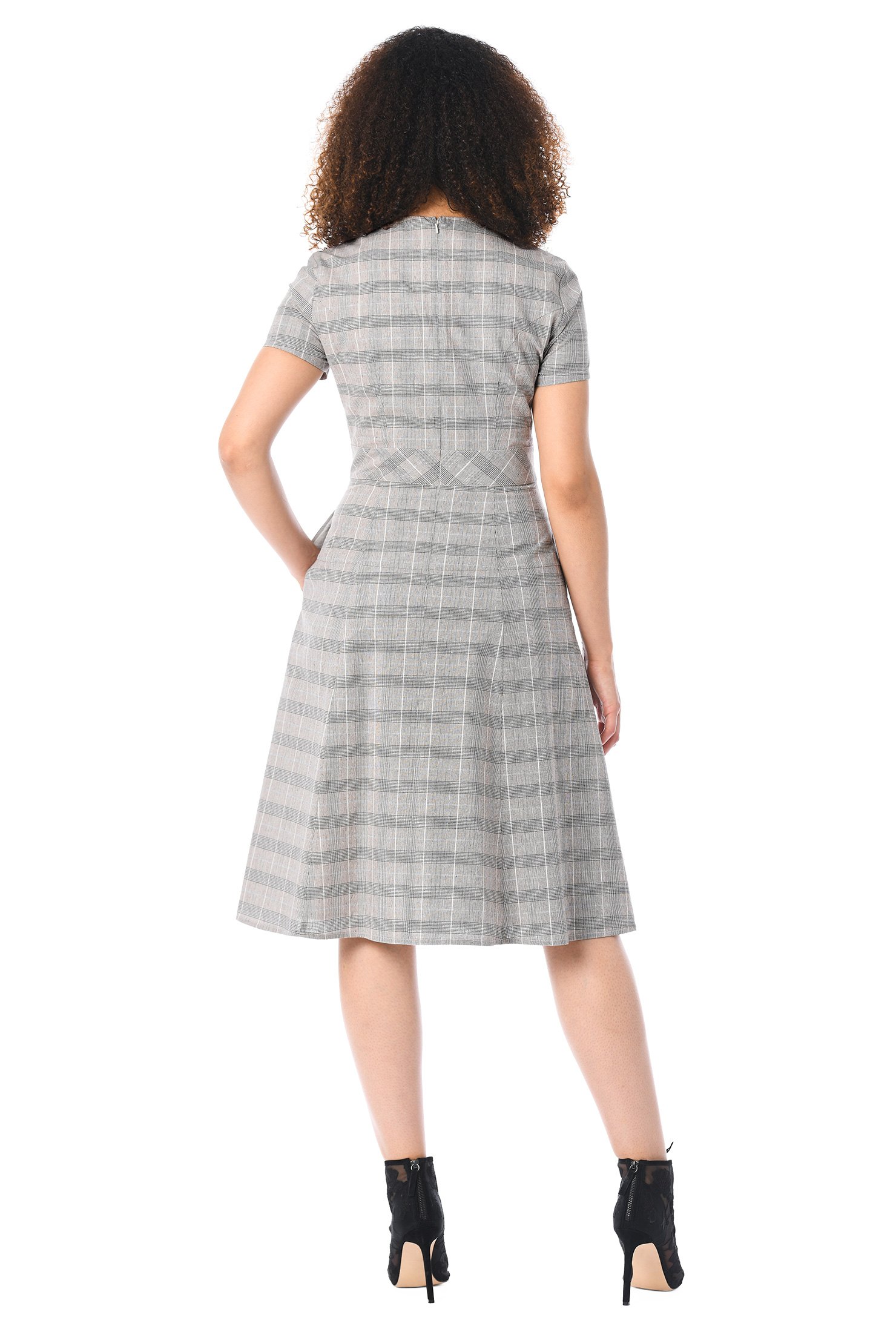 Shop Fine check fit-and-flare dress | eShakti