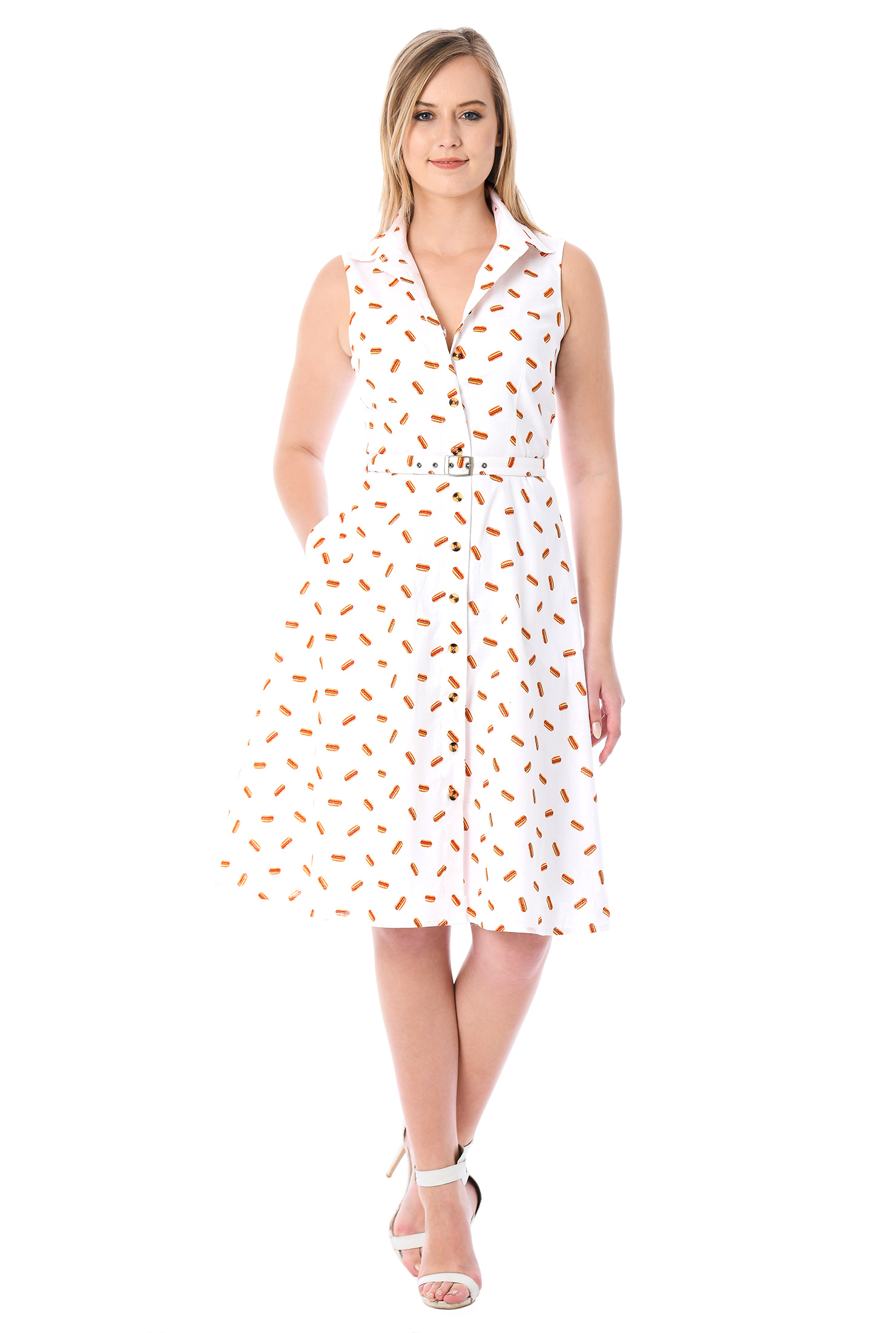 Shop Fun print cotton belted shirtdress | eShakti