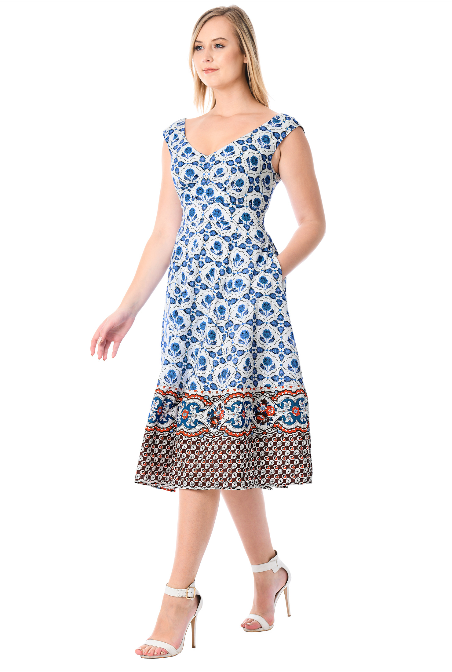 Shop Floral tile print cotton dress | eShakti