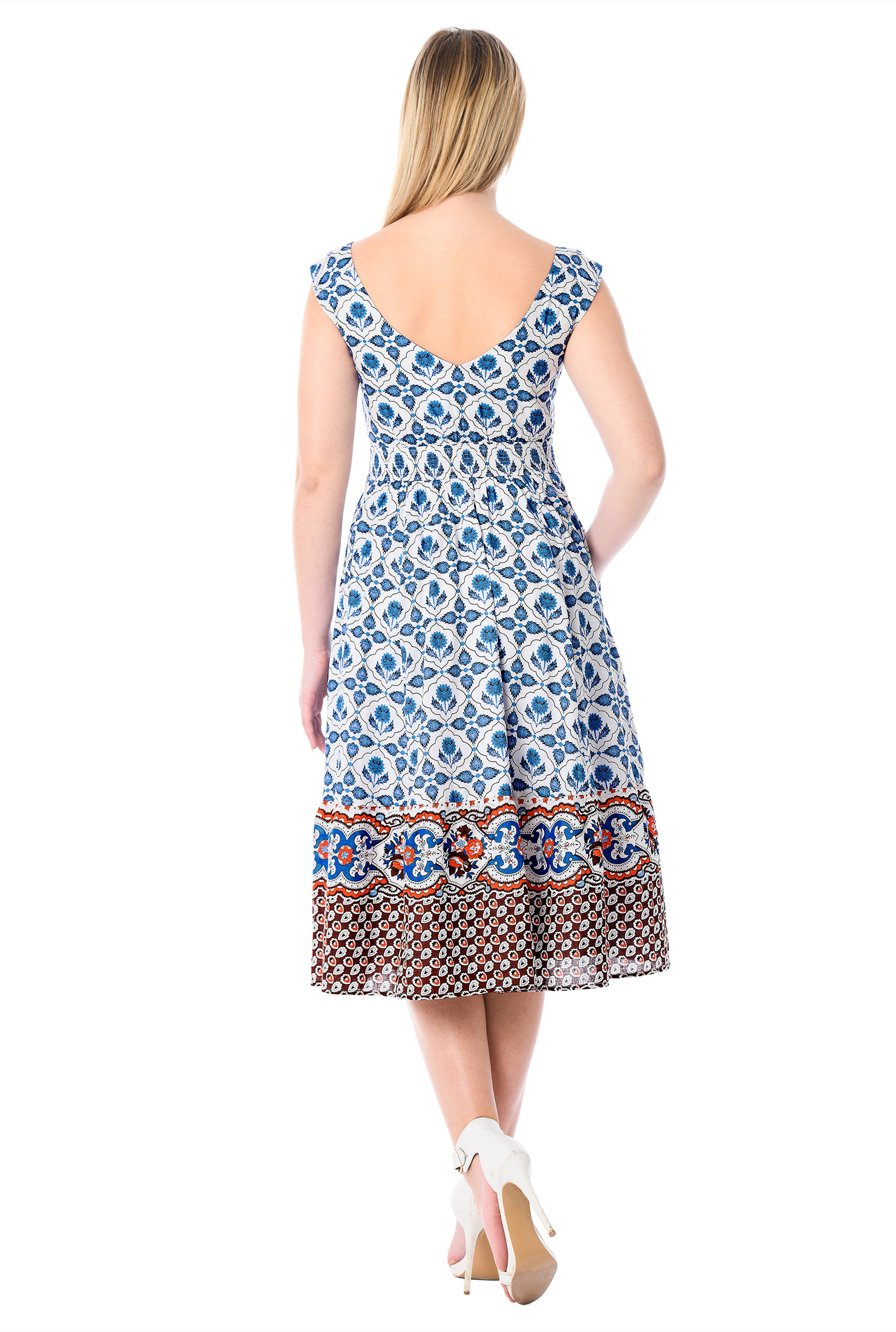 Shop Floral tile print cotton dress | eShakti