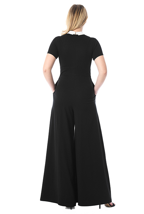 Shop Button tab trim cotton knit jumpsuit | eShakti