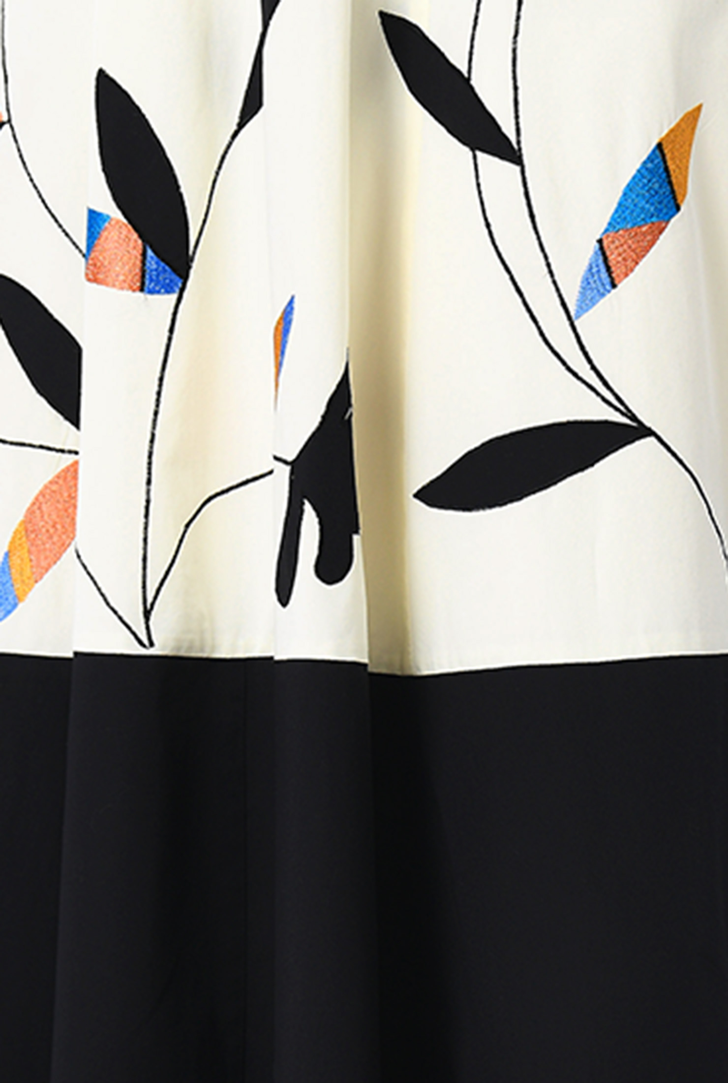 Shop Floral embellished cotton poplin colorblock dress | eShakti