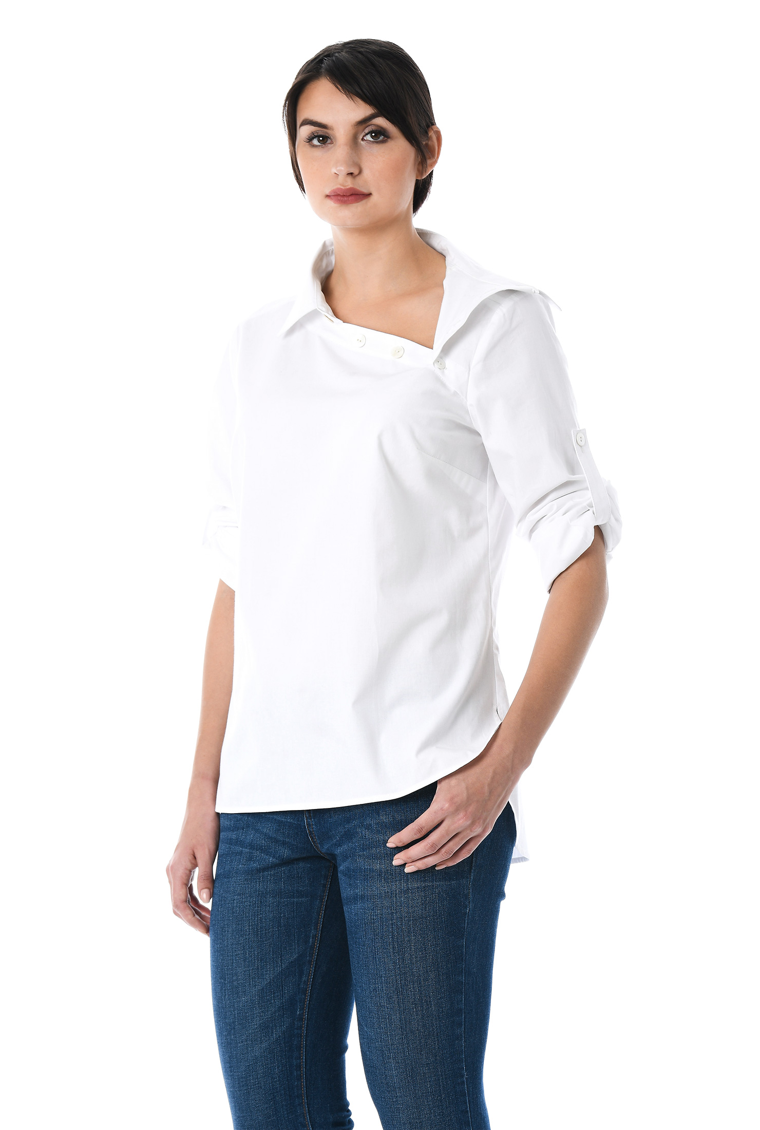 Shop Side button cotton poplin shirt | eShakti