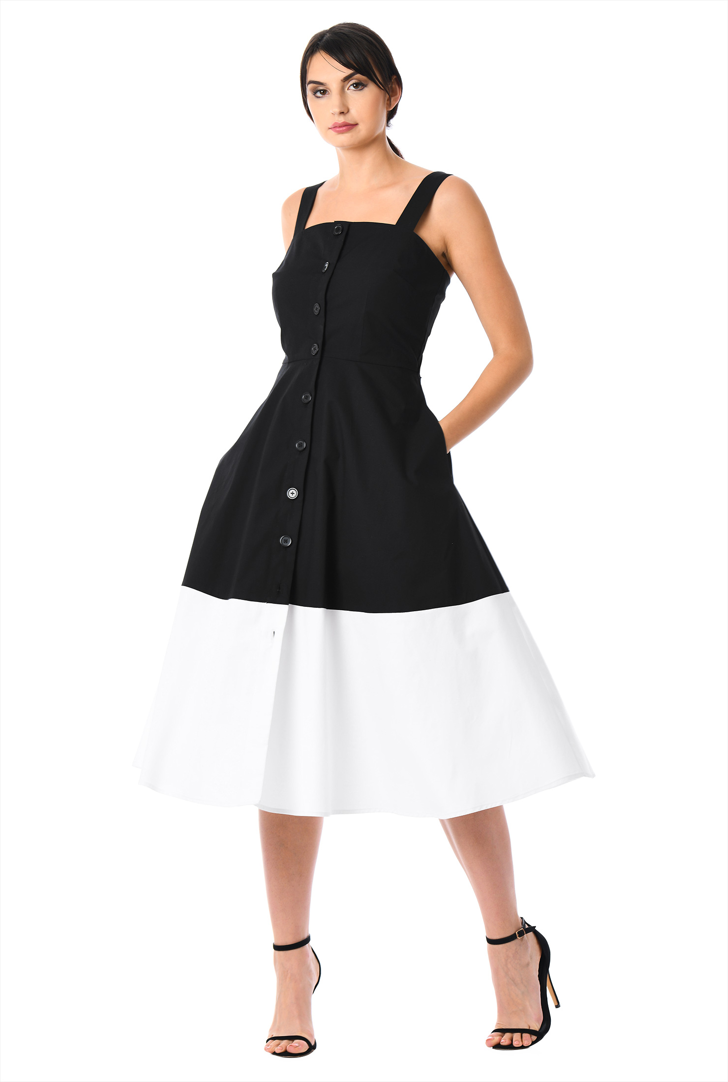 Shop Colorblock poplin strappy sundress | eShakti