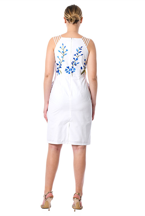 Shop Floral embellished poplin strappy sheath dress | eShakti
