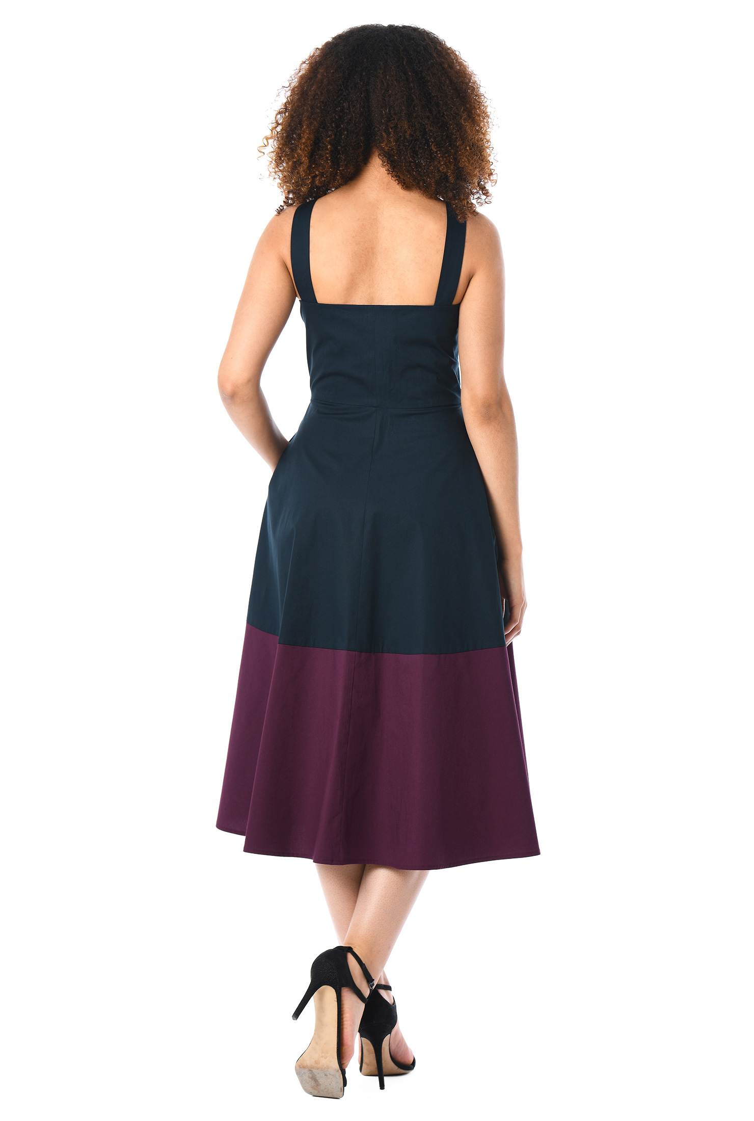 Shop Colorblock poplin strappy sundress | eShakti