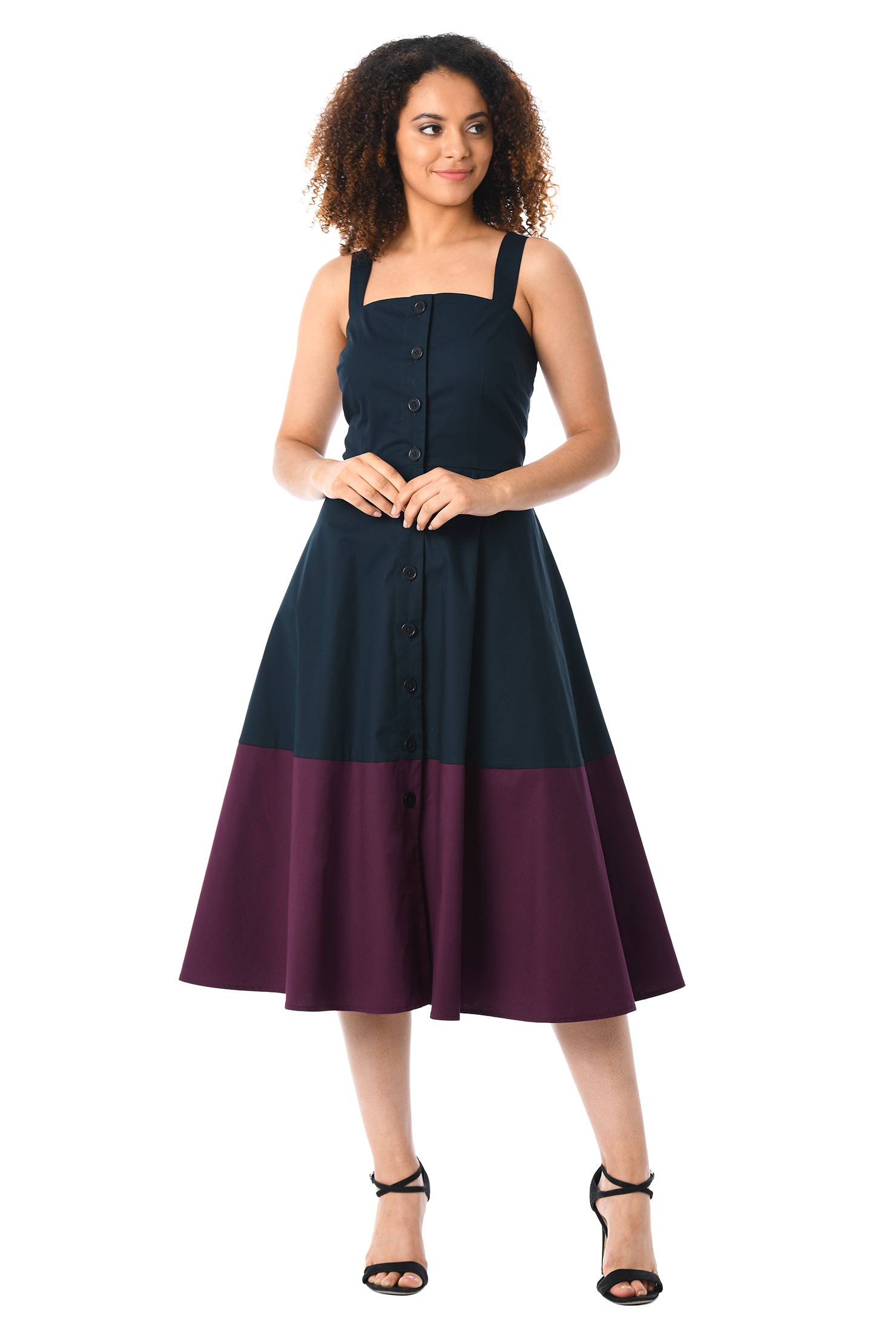 Shop Colorblock poplin strappy sundress | eShakti