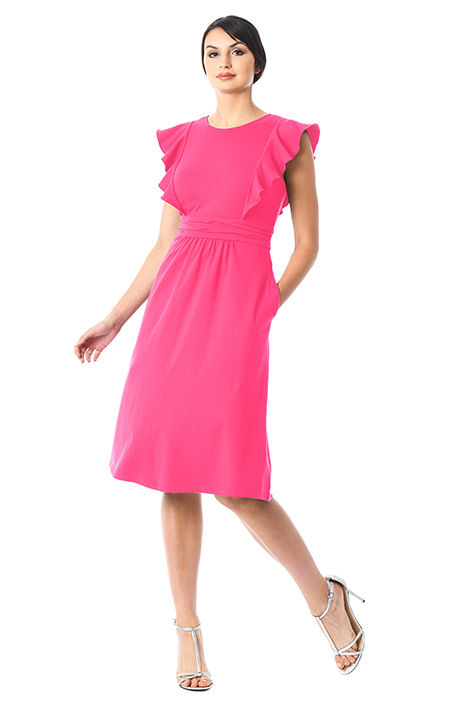 Shop Ruffle sleeves cotton knit dress | eShakti