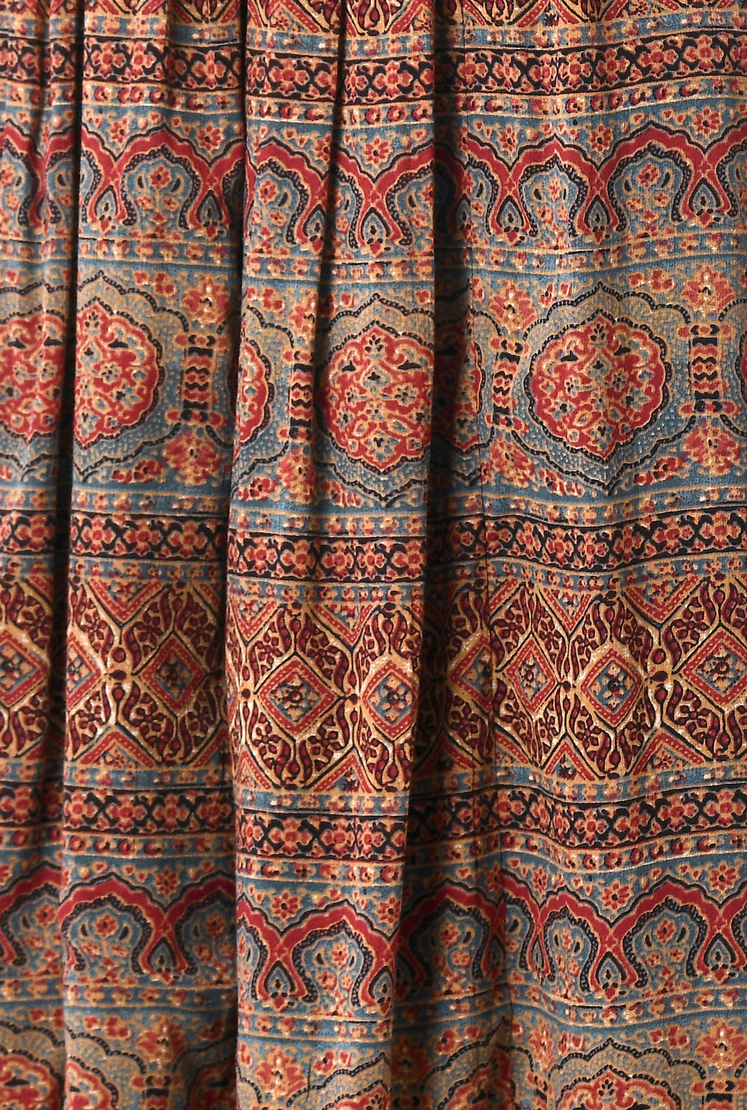 Shop Ornate tile print cotton ruched maxi dress | eShakti