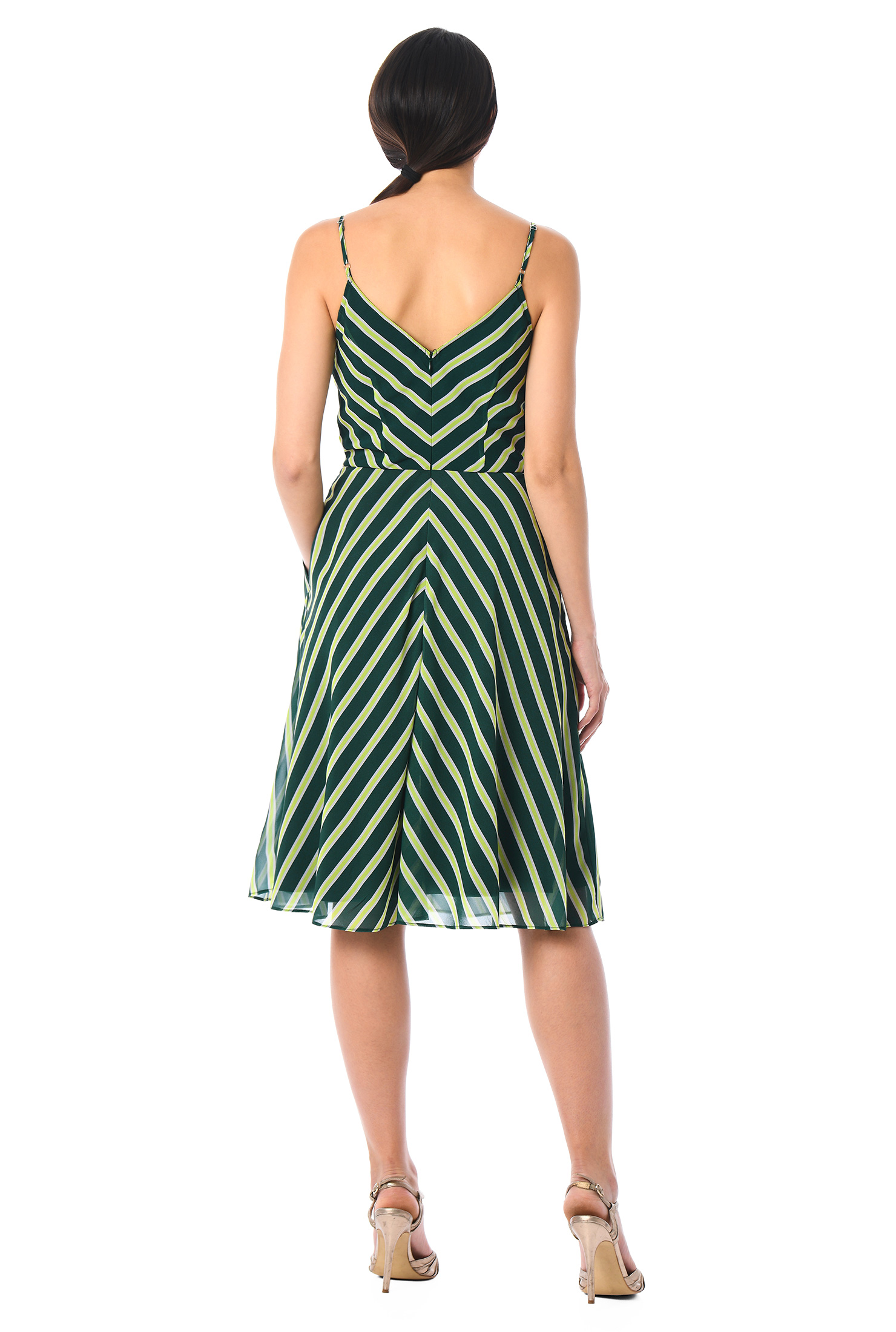 Shop Stripe print georgette sundress | eShakti