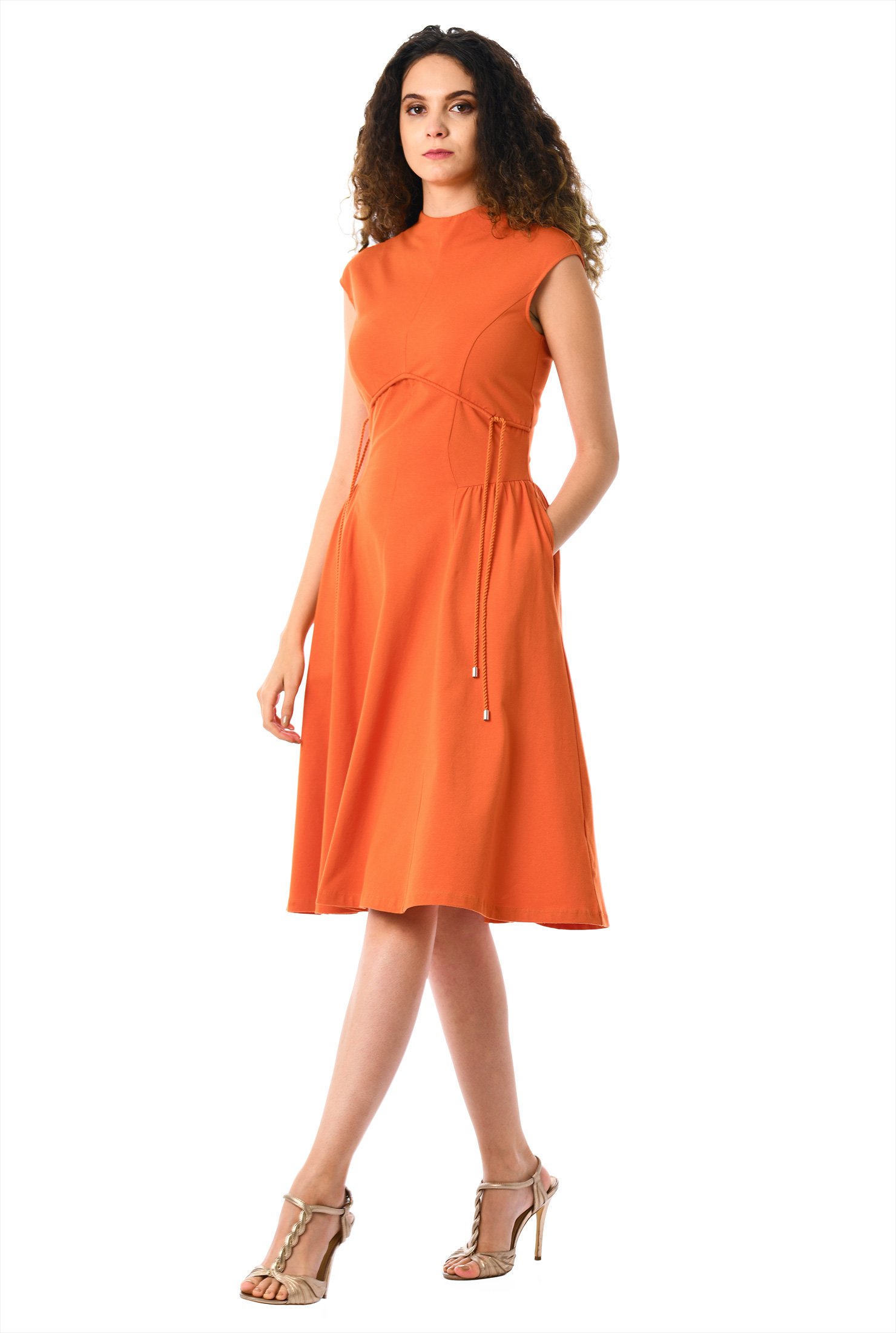 Shop Side ties cotton knit A-line dress | eShakti