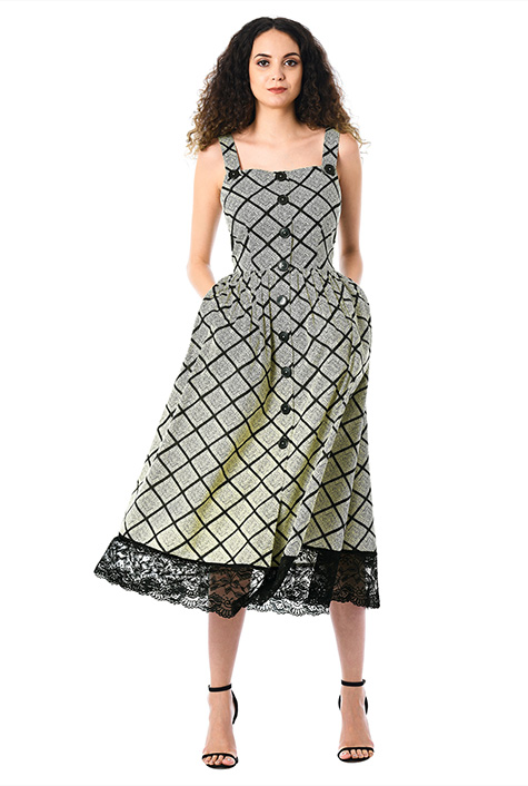 Shop Graphic print voile lace hem sundress | eShakti