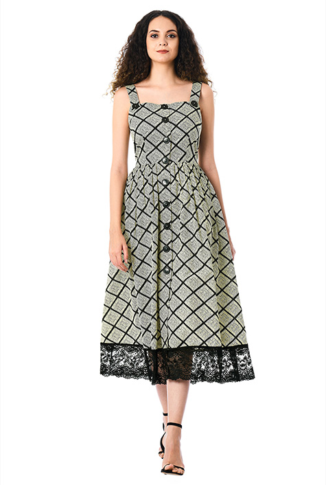 Shop Graphic print voile lace hem sundress | eShakti