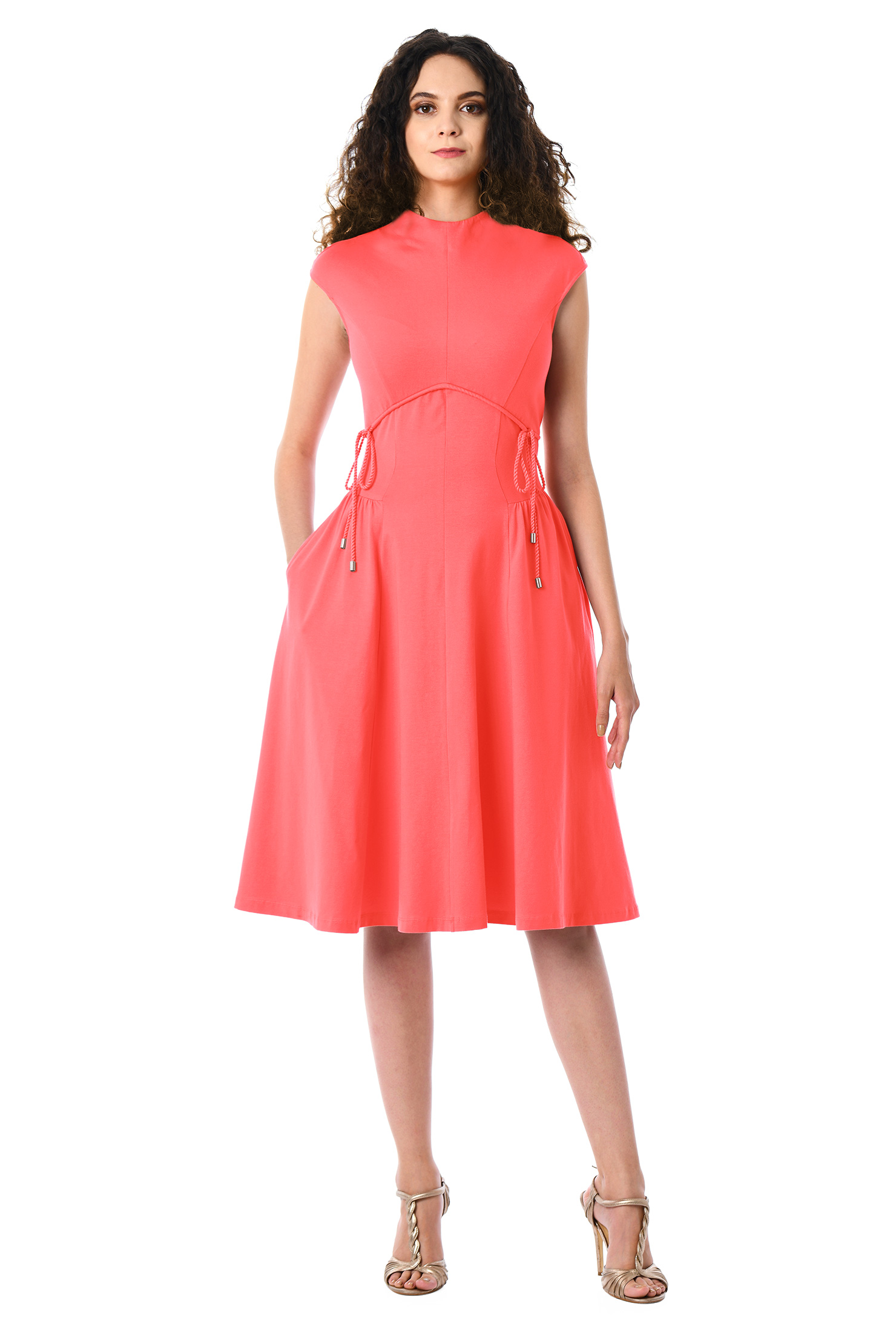 Shop Side ties cotton knit A-line dress | eShakti