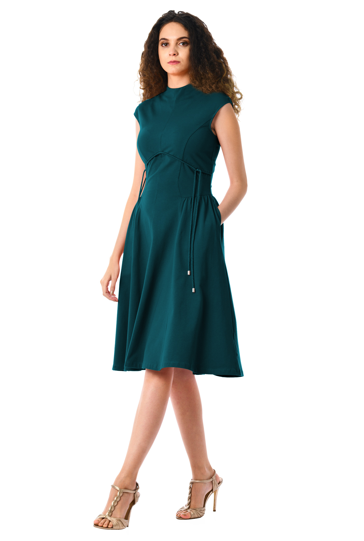 Shop Side ties cotton knit A-line dress | eShakti