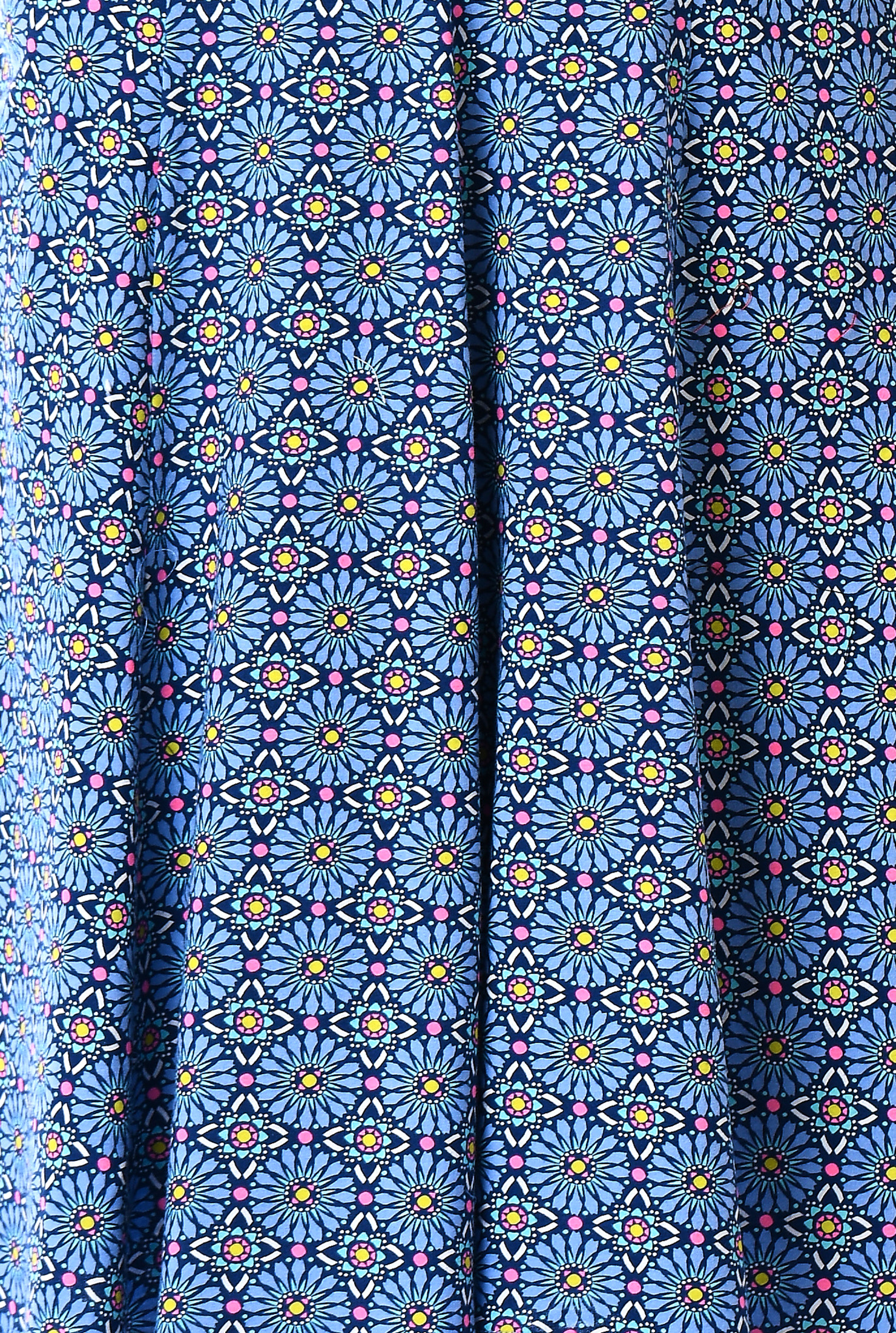 Shop Floral tile print cotton knit pleat waist dress | eShakti