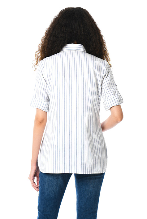 Shop Side button stripe cotton shirt | eShakti