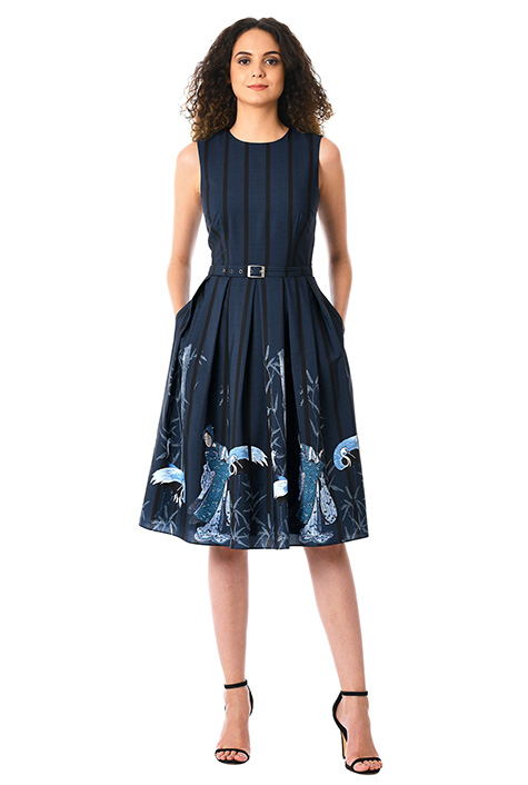 Shop Geisha print crepe belted dress | eShakti