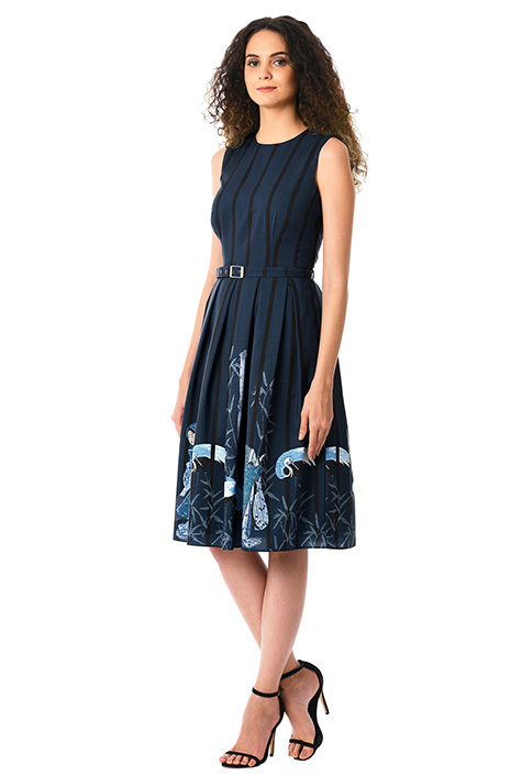Shop Geisha print crepe belted dress | eShakti